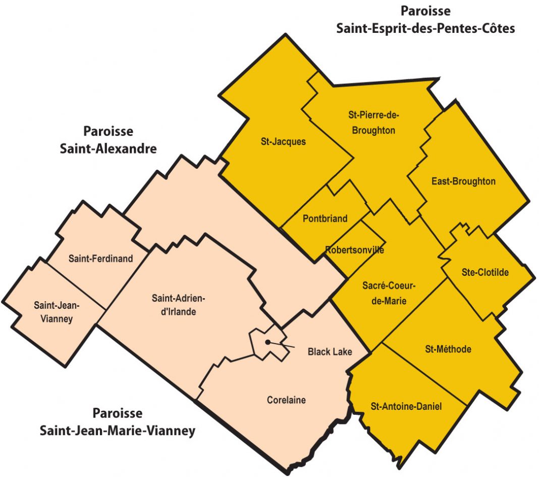 Carte géographique du diocèse de Québec | Église catholique de Québec